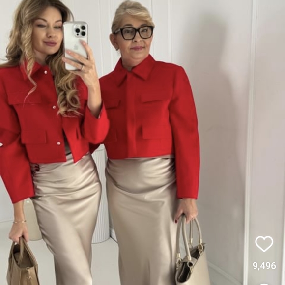 Zara | Jackets & Coats | Zara Women Red Short Cropped Flap Jacket ...